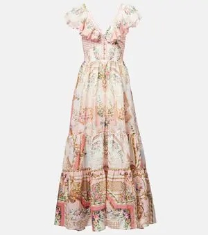 Camilla Tiered Linen Maxi Dress - Multicoloured