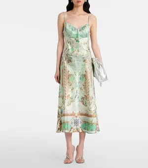 Camilla Gathered Silk Midi Dress