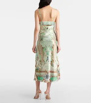 Camilla Gathered Silk Midi Dress
