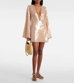 Oseree Sequined Tunic - Beige