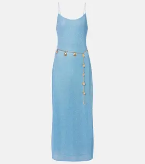 Oseree Lumière Belted Maxi Dress - Blue