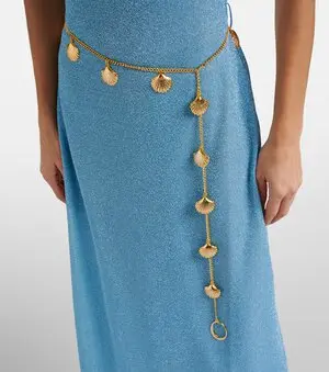 Oseree Lumière Belted Maxi Dress - Blue