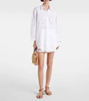 JULIET DUNN Broderie Anglaise Cotton Poplin Shirt