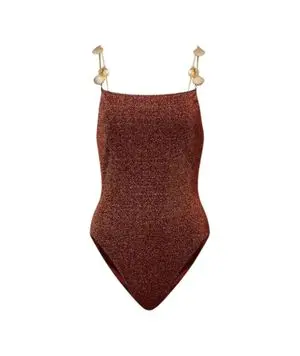 Oseree Lumière Shells Embellished Swimsuit - Brown