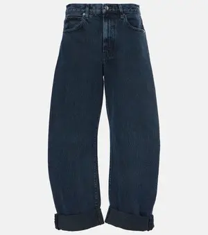 FRAME Bubble High-rise Barrel-leg Jeans - Blue