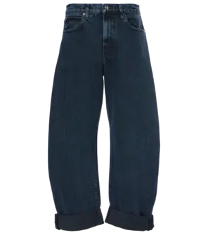 FRAME Bubble High-rise Barrel-leg Jeans - Blue