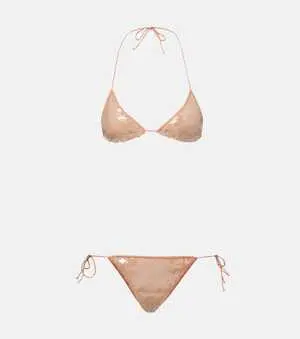 Oseree Sequined Bikini - Beige