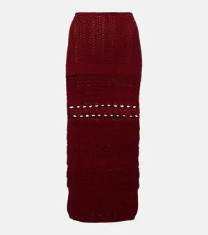Elie Saab Cut-out Knitted Midi Skirt - Red