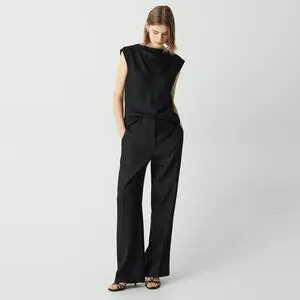 Theory Straight Pant In Linen-viscose - Black
