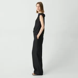 Theory Straight Pant In Linen-viscose - Black