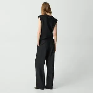 Theory Straight Pant In Linen-viscose - Black