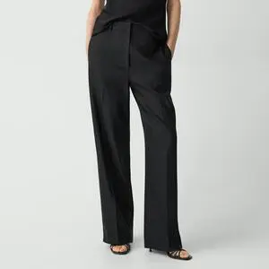 Theory Straight Pant In Linen-viscose - Black