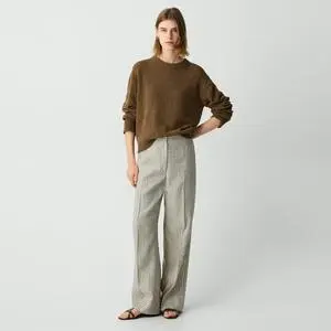Theory Straight Pant In Checked Linen-blend