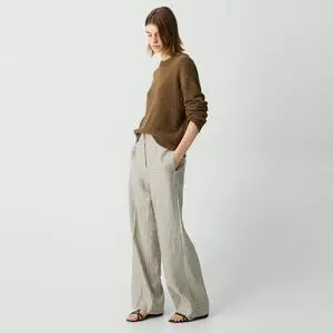 Theory Straight Pant In Checked Linen-blend