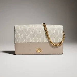 Gucci Gg Marmont Wallet On Chain Leather - Neutral