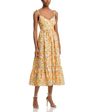 Floral Print Cotton Midi Dresses