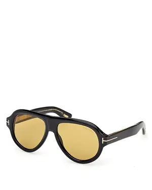 TOM FORD Tom Ford Icon Collection Pilot Sunglasses, 59mm Black/brown