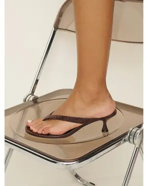 REFORMATION Sophie Heeled Sandals - Brown Croc-effect