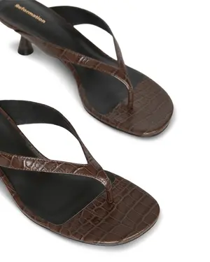 REFORMATION Sophie Heeled Sandals - Brown Croc-effect