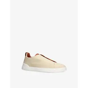Zegna Triple Stitch Denim Low-top Trainers - Beige
