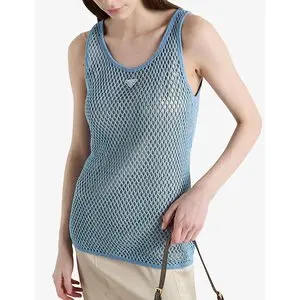 Prada Sleeveless Cotton Mesh Top