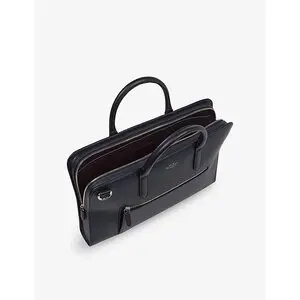 Smythson Ludlow Ultra-slim Grained-leather Briefcase - Navy