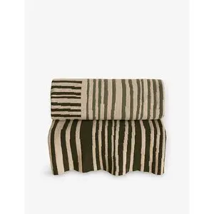 SOHO HOME Orwell Striped Wool-blend Throw 140cm X 200cm - Olive