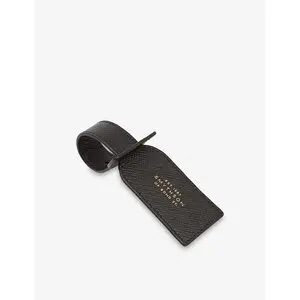 Smythson Panama Leather Travel Tag - Black