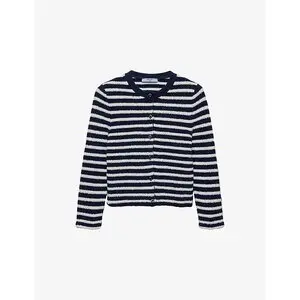 Prada Striped Boucle Knitted Cardigan