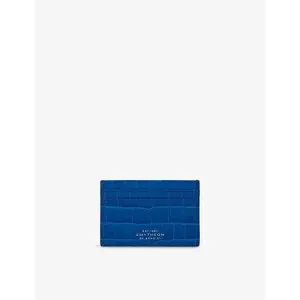 Smythson Flat Leather Card Holder - Cerulean