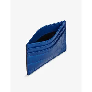 Smythson Flat Leather Card Holder - Cerulean