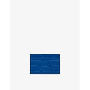 Smythson Flat Leather Card Holder - Cerulean