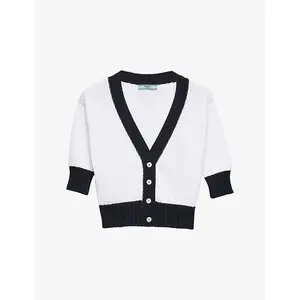 Prada V-neck Cropped Cotton-knit Cardigan