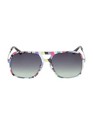 Emilio Pucci Navigator Sunglasses - Shiny Pale Gold  Multicolor Iride Print
