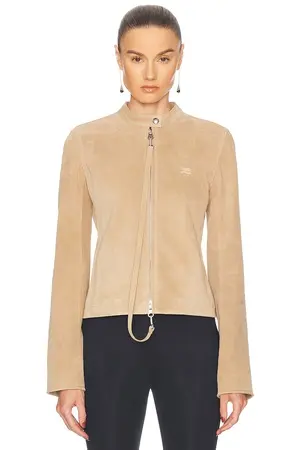 COURREGES Zipped Leather Biker Jacket