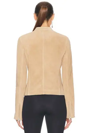 COURREGES Zipped Leather Biker Jacket