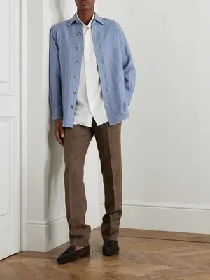 Rubinacci Striped Linen And Wool-blend Overshirt
