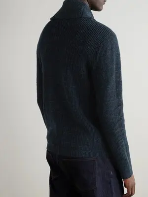 Ralph Lauren Shawl-collar Ribbed Cotton Cardigan - Blue