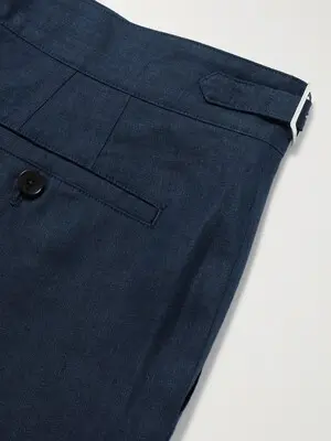 Mr P. Steve Tapered Pleated Trousers - Blue