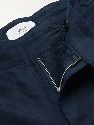 Mr P. Steve Tapered Pleated Trousers - Blue