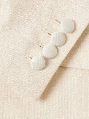 FAVOURBROOK Double-breasted Herringbone Linen And Silk-blend Tuxedo Jacket