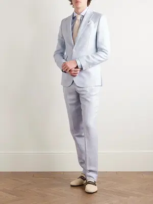 FAVOURBROOK Slim-fit Herringbone Linen And Silk-blend Suit Jacket