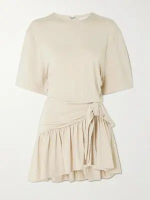 Rabanne Asymmetric Bow-detailed Gathered Mini Dress