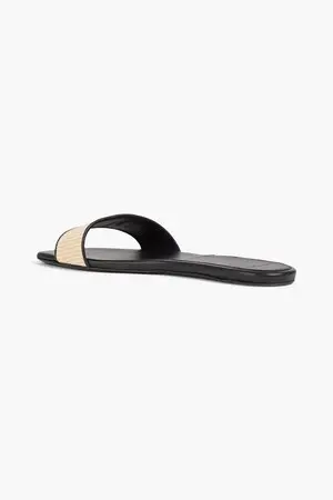 LOULOU STUDIO Hades Leathertrimmed Woven Slides