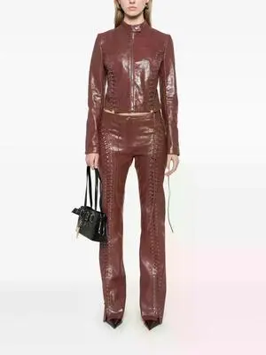 Blumarine Cracked-effect Leather Jacket