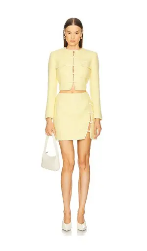 SAU LEE Abbie Cropped Tweed Jacket