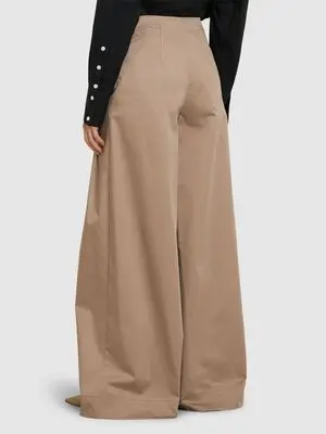 Alberta Ferretti Stretch Cotton High-rise Wide-leg Pants