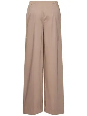 Alberta Ferretti Stretch Cotton High-rise Wide-leg Pants