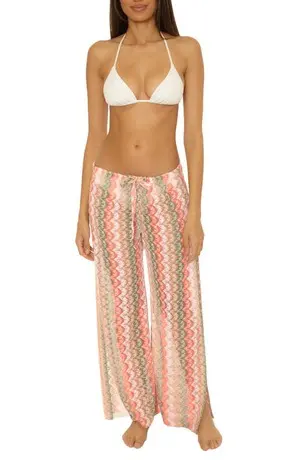 BECCA® By Rebecca Virtue Paradise Open Knit Cover-up Pants - Cameo Multi