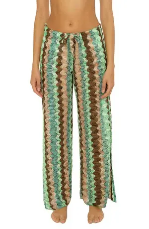 BECCA By Rebecca Virtue Becca Paradise Open Knit Cover-up Pants Grass Mult
